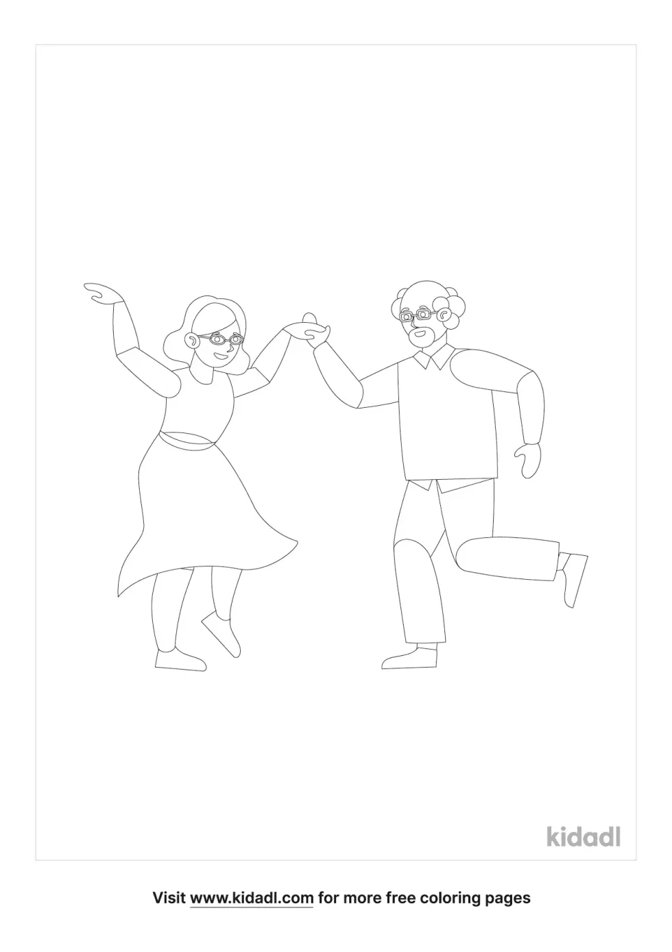 Old Couples Dancing Coloring Page | Kidadl