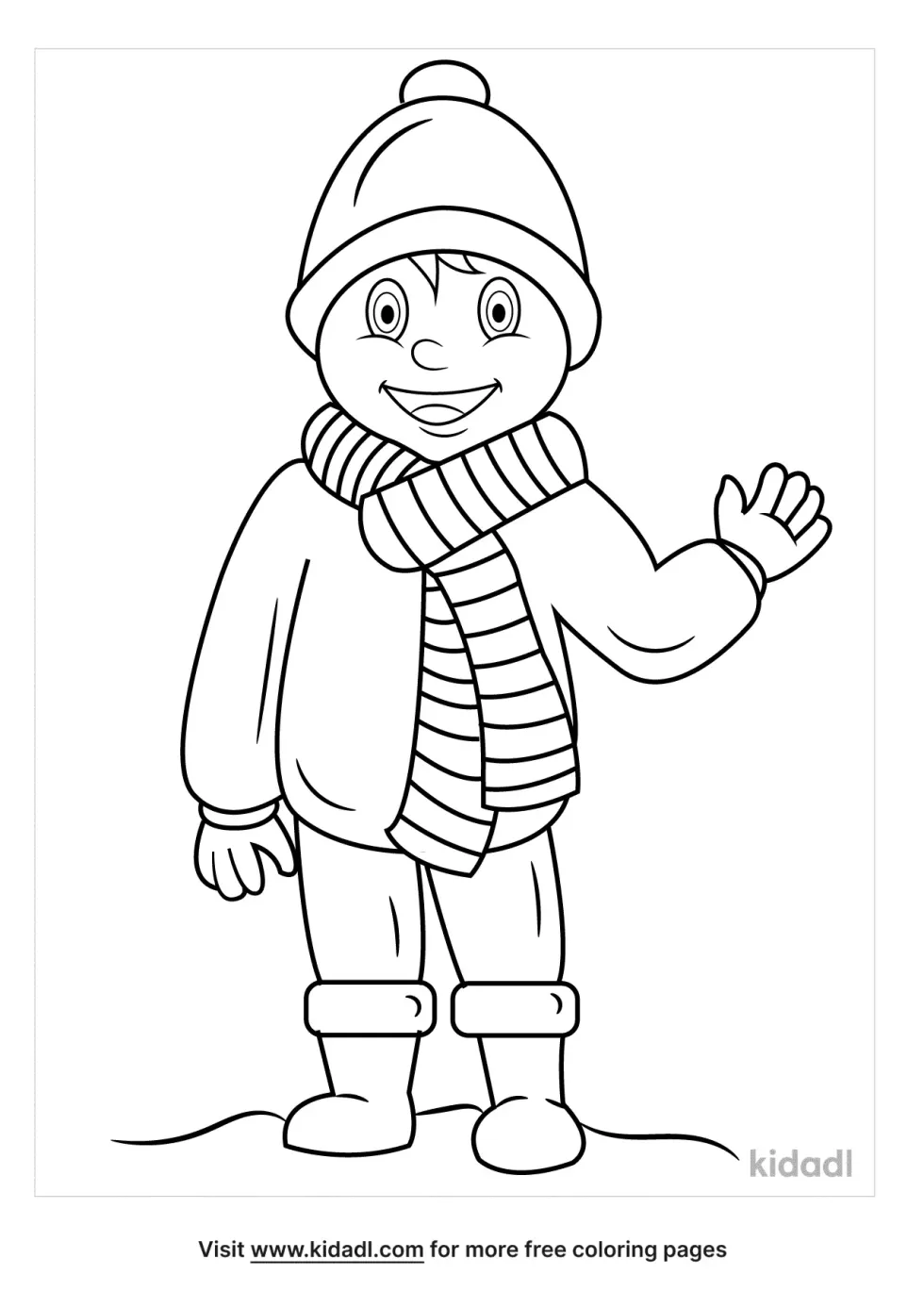 Boy In Winter Clothes Coloring Page | Kidadl
