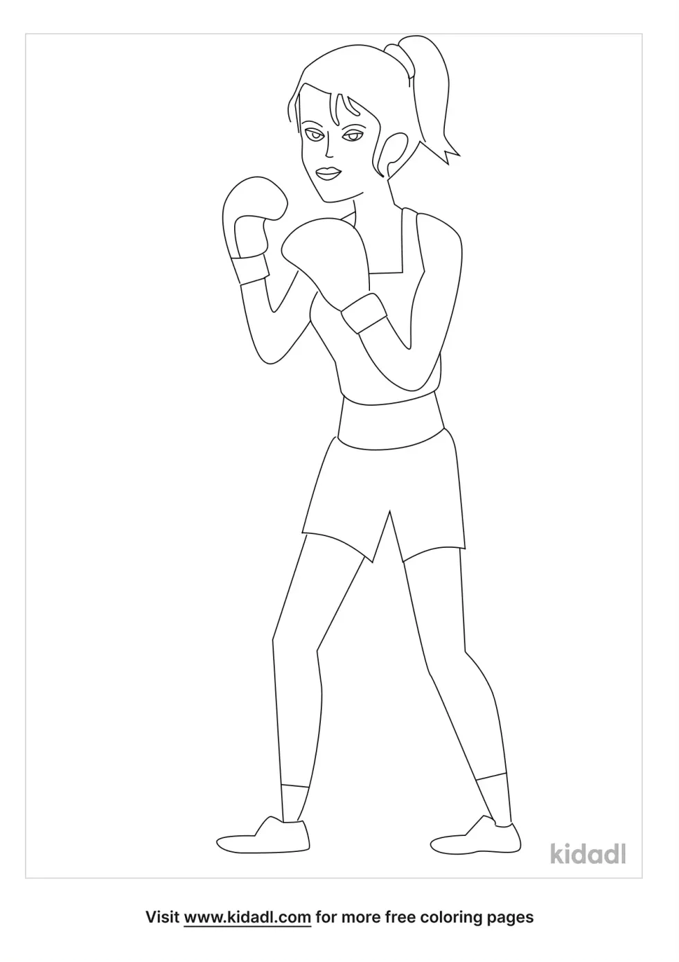 Woman Boxer Coloring Page | Kidadl