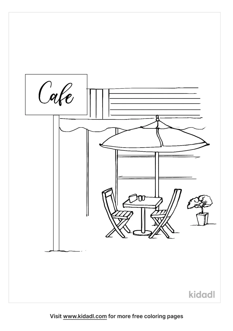 Cafe Coloring Page | Kidadl