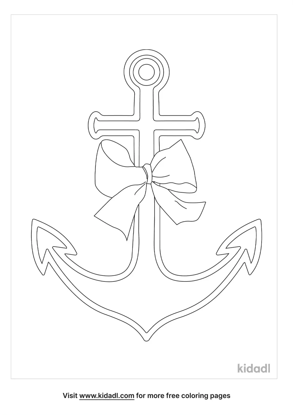 Anchor With Bow Coloring Page | Kidadl