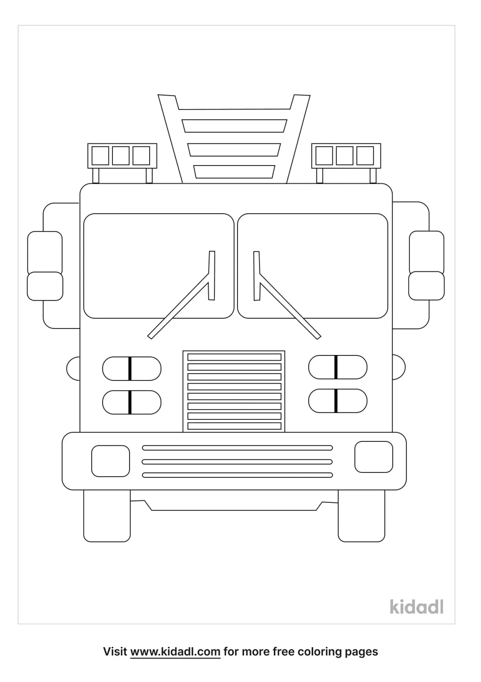 Front Facing Fire Truck Coloring Page | Kidadl