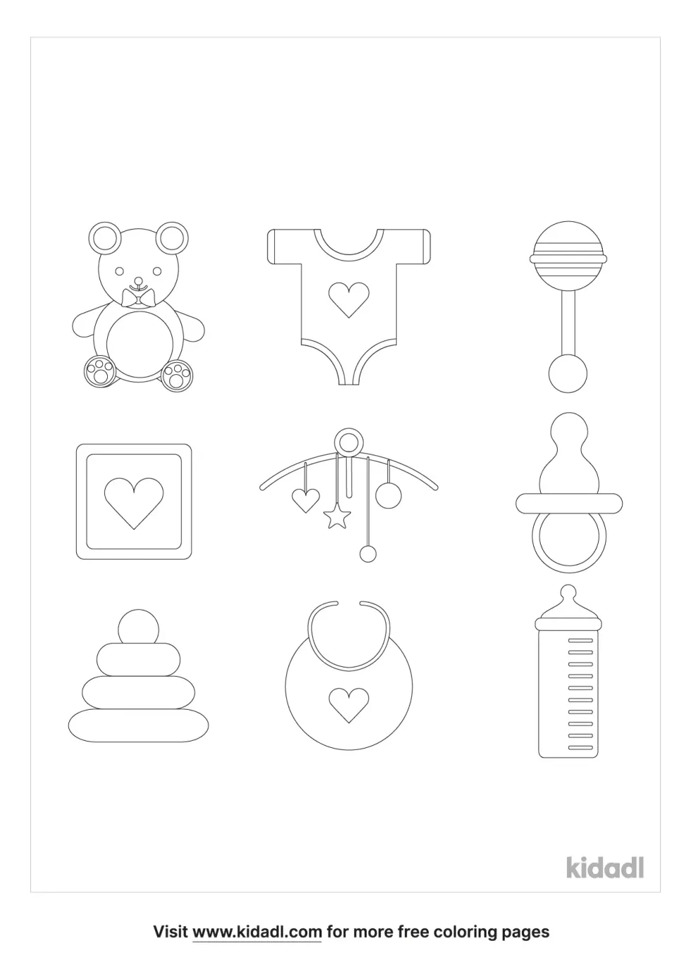 Baby Items Coloring Page | Kidadl