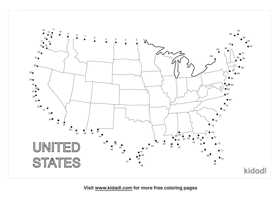 United States Map Dot To Dot (Hard) | Kidadl