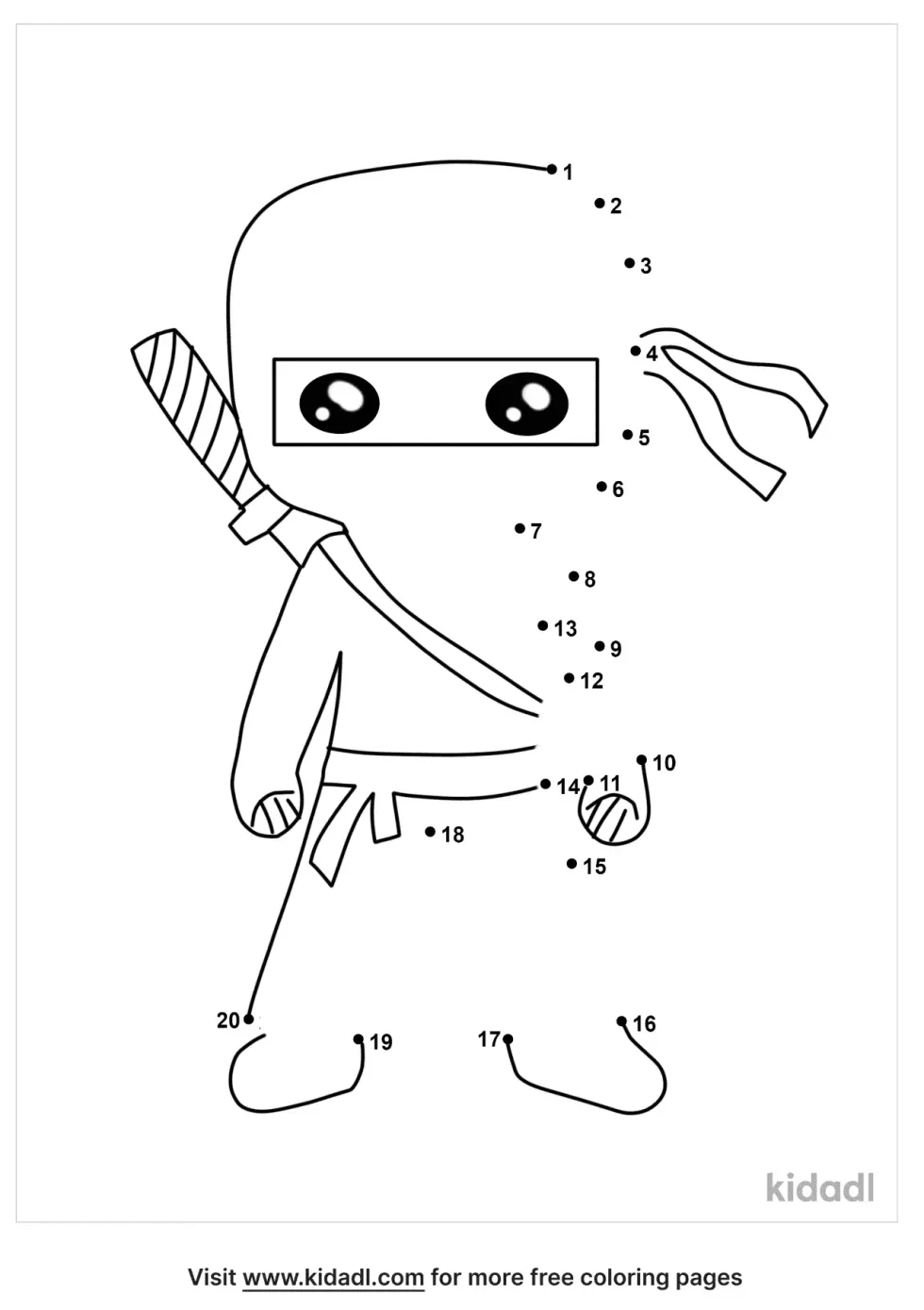 Ninja Dot To Dot (Easy) | Kidadl
