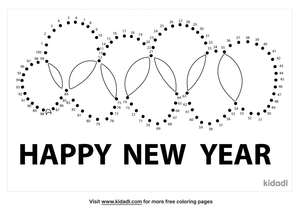 Happy New Year Dot To Dot (Hard) | Kidadl